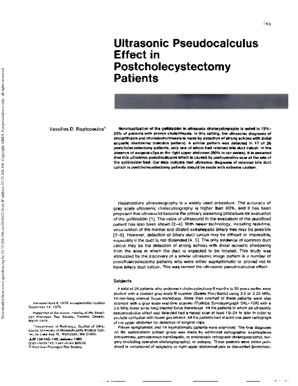 (PDF) Ultrasonic pseudocalculus effect in psotcholecystectomy patients