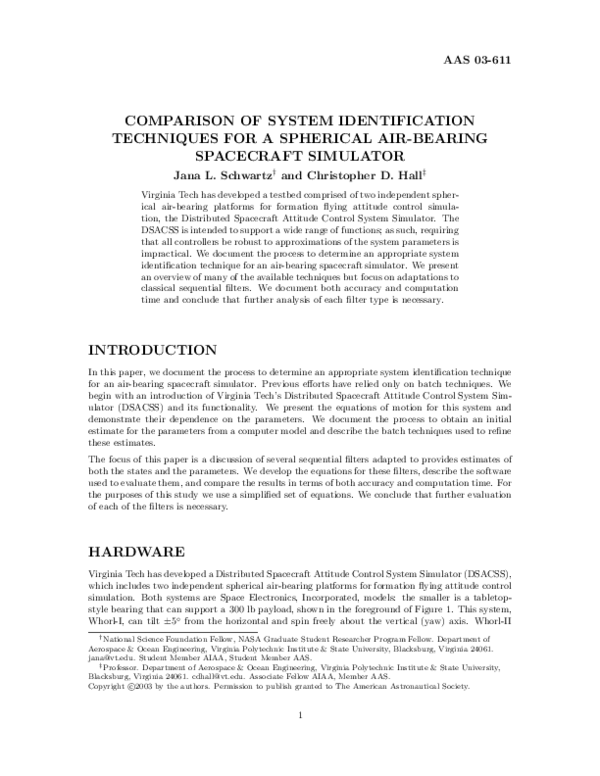 (PDF) Comparison of System Identification Techniques for a Spherical ...