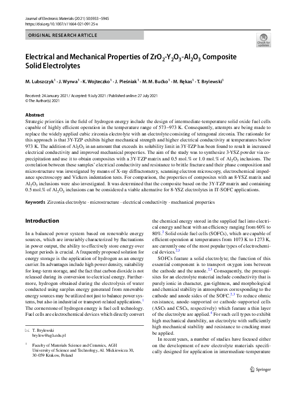 (PDF) Electrical and Mechanical Properties of ZrO2-Y2O3-Al2O3 Composite ...