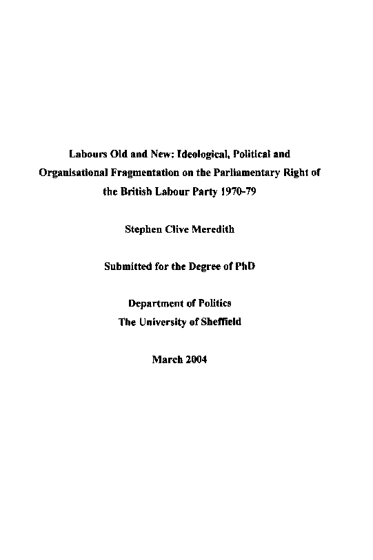 (PDF) Labours old and new : ideological, political and organisational ...
