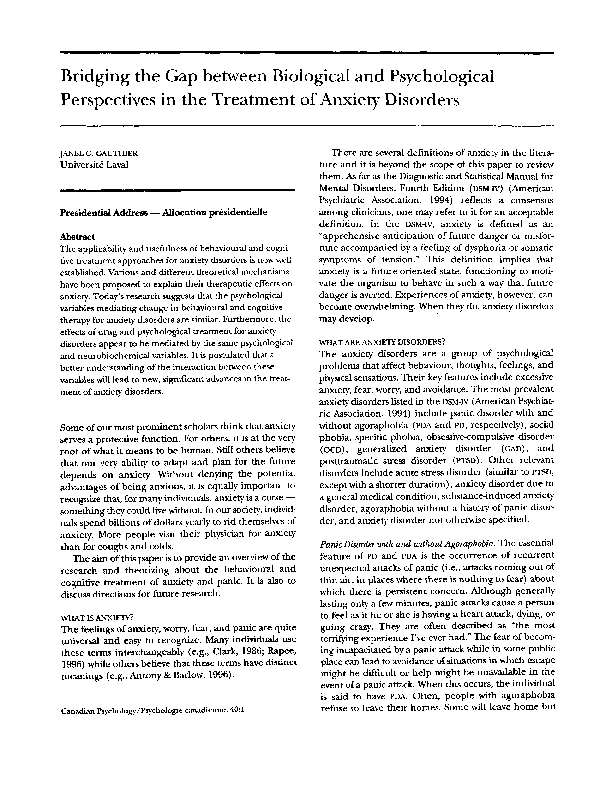 (PDF) Bridging the gap between biological and psychological ...