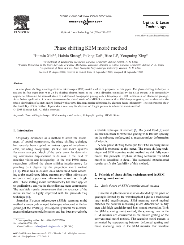 (PDF) Phase shifting SEM moiré method