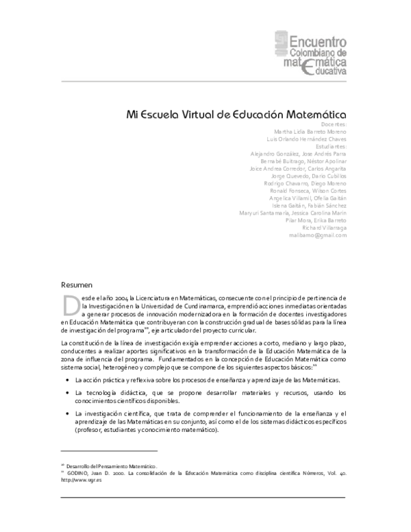 (PDF) Mi escuela virtual de Educación Matemática
