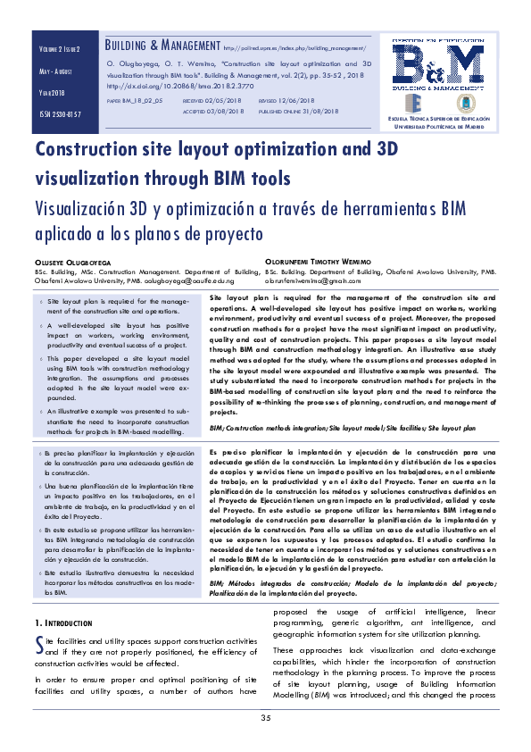 (PDF) Construction site layout optimization and 3D visualization through BIM tools ...