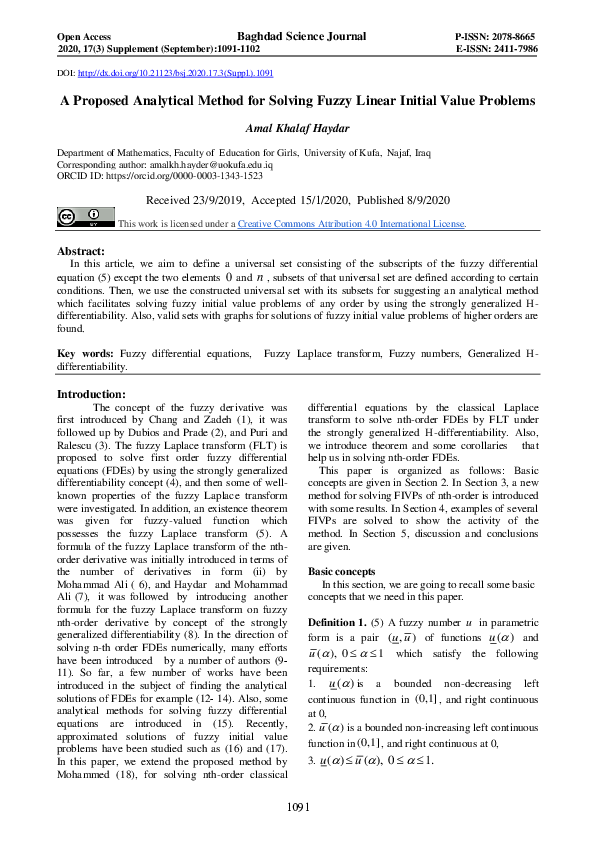 Pdf A Proposed Analytical Method For Solving Fuzzy Linear Initial Value Problems Aaabbb Ccc