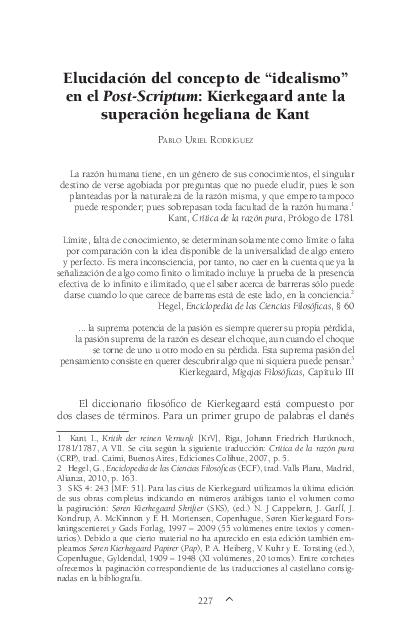 (PDF) Elucidación del concepto de «idealismo» en el Post-Scriptum ...