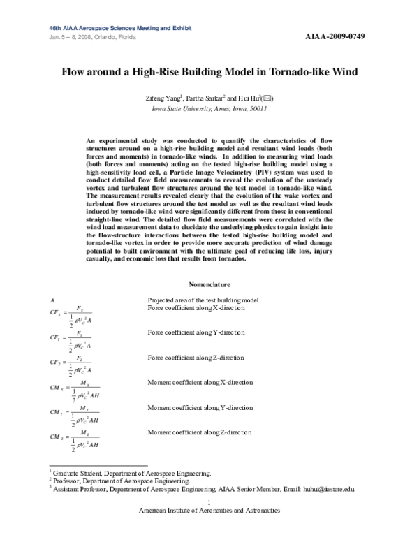 (PDF) Flow Around a High-Rise Building Model in Tornado-Like Winds