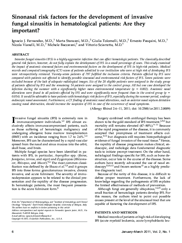 (PDF) Sinonasal risk factors for the development of invasive fungal ...