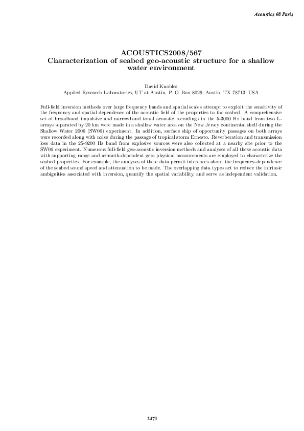 (PDF) Characterization of seabed geo-acoustic structure for a shallow ...