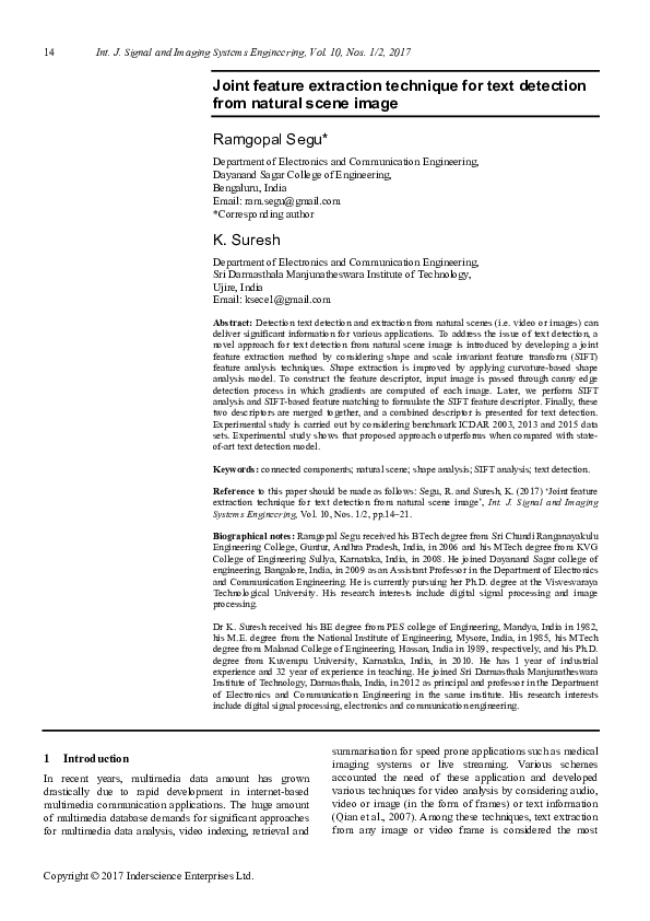 (PDF) Joint feature extraction technique for text detection from natural scene image
