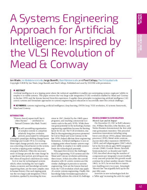 (PDF) A Systems Engineering Approach for Artificial Intelligence: Inspired by the VLSI ...