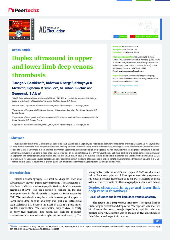 (PDF) Duplex ultrasound in upper and lower limb deep venous thrombosis