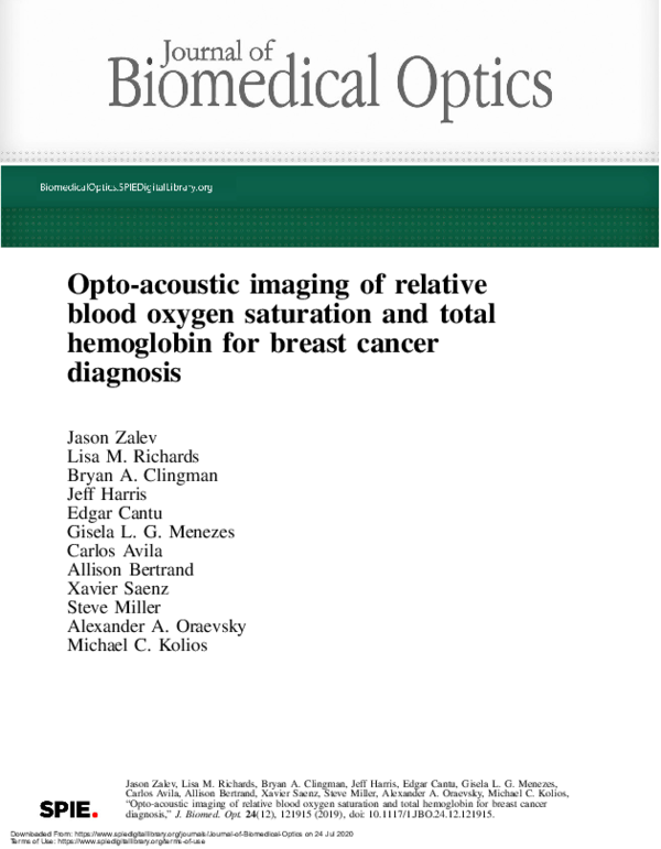 (PDF) Opto-acoustic imaging of relative blood oxygen saturation and ...