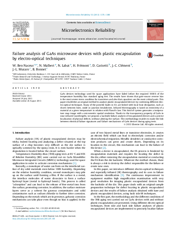 (PDF) Failure analysis of GaAs microwave devices with plastic ...