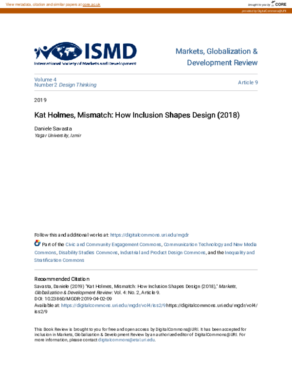 (PDF) Kat Holmes, Mismatch: How Inclusion Shapes Design (2018)