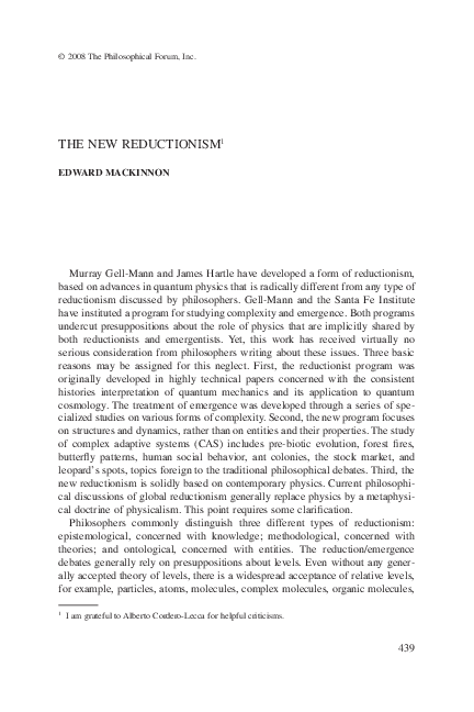 (PDF) The New Reductionism 1