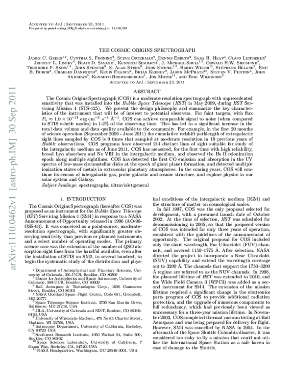 (PDF) The Cosmic Origins Spectrograph