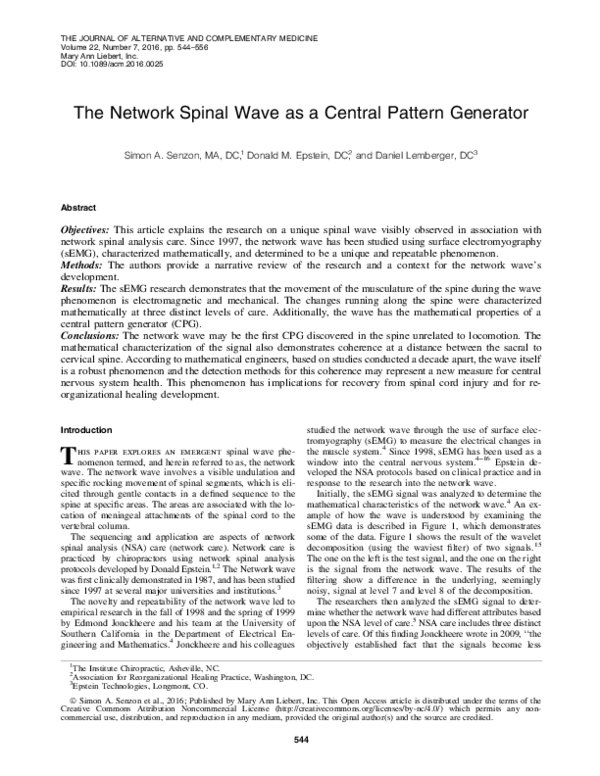 (PDF) The Network Spinal Wave as a Central Pattern Generator | Simon ...