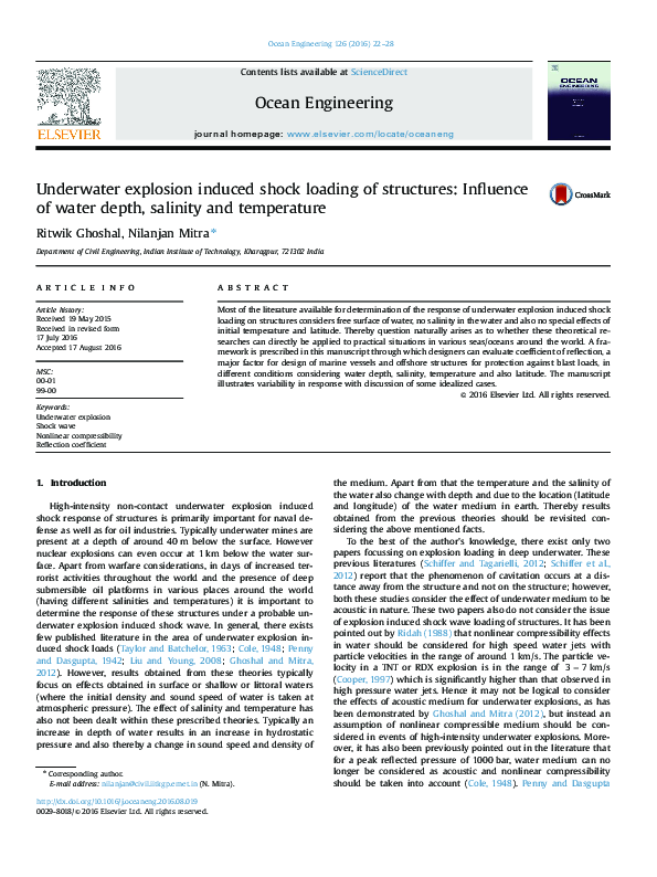 (PDF) Underwater explosion induced shock loading of structures ...