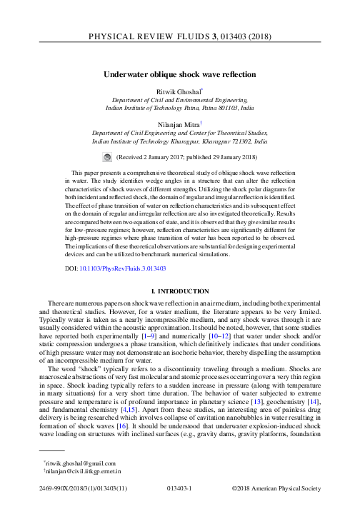 (PDF) Underwater oblique shock wave reflection