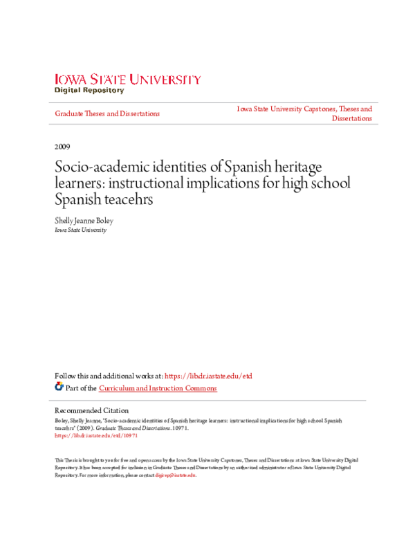 (PDF) Socio-academic identities of Spanish heritage learners ...