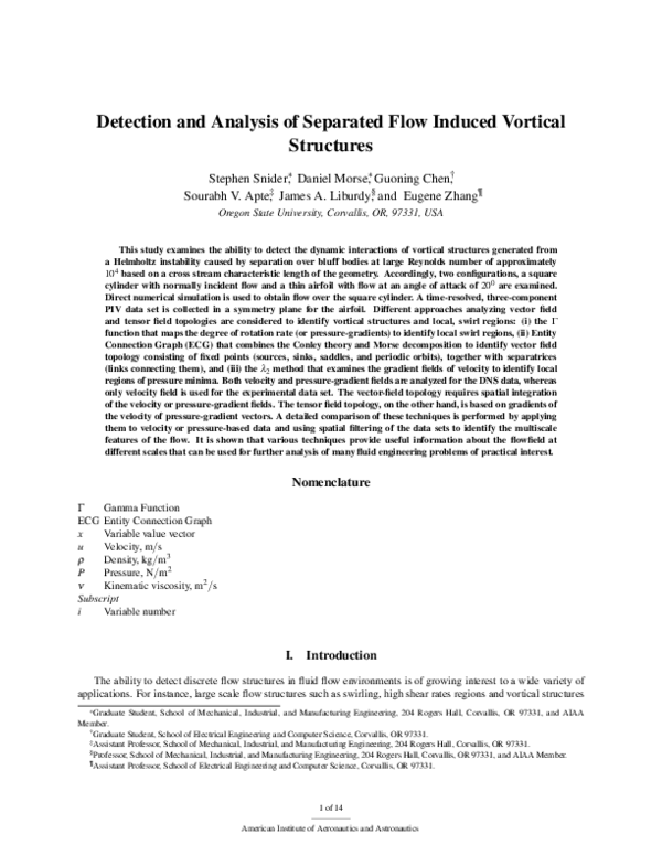 (PDF) Detection and Analysis of Separated Flow Induced Vortical Structures