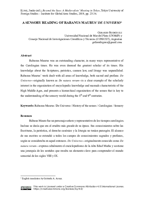 (PDF) A Sensory Reading of Rabanus Maurus' De Universo