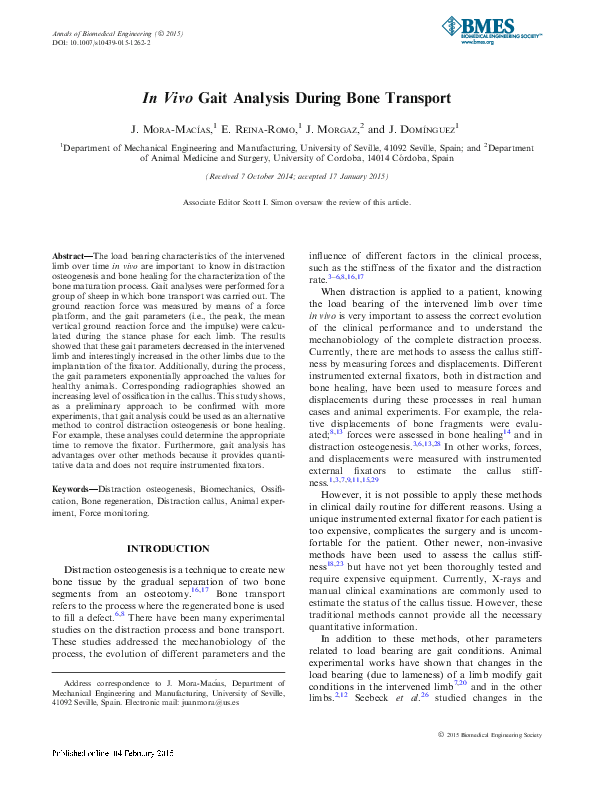 (PDF) In Vivo Gait Analysis During Bone Transport
