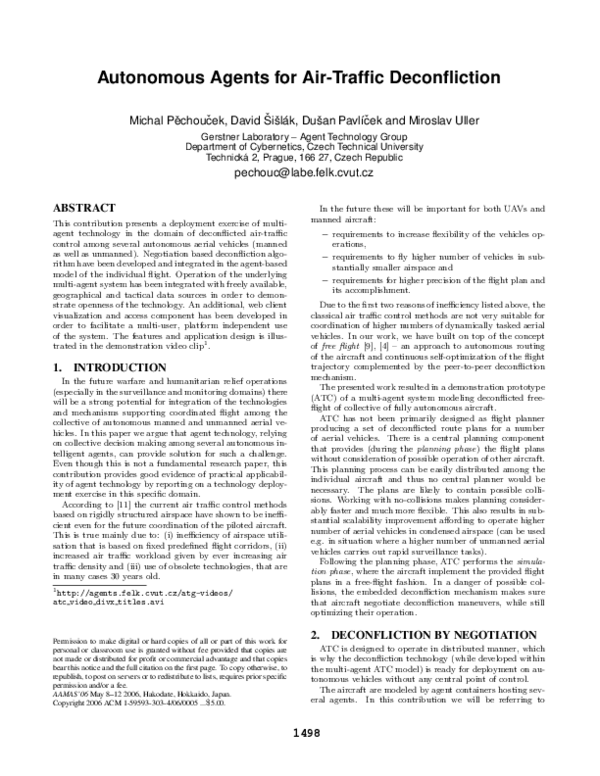 (PDF) Autonomous agents for air-traffic deconfliction