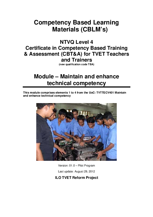 (PDF) NSDA 7. CBLM Maintain and Enhance Technical Competency