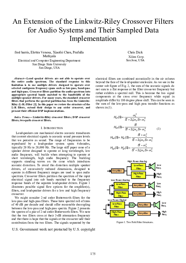 (PDF) An extension of the Linkwitz-Riley crossover filters for audio ...