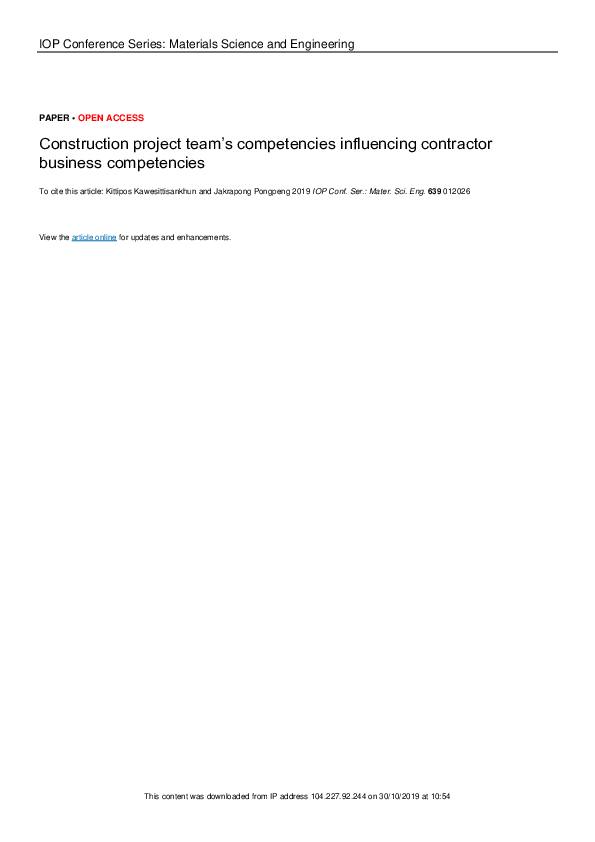 (PDF) Construction project team’s competencies influencing contractor ...