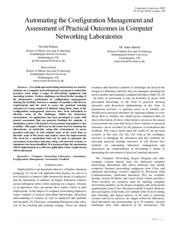 (PDF) Automating the Configuration Management and Assessment of Practical Outcomes in Computer ...