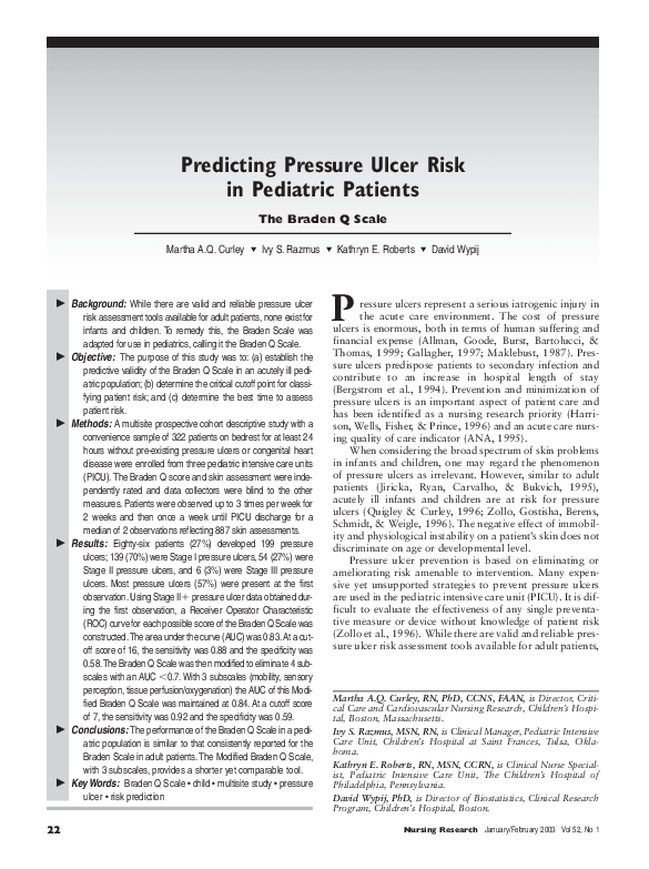 (PDF) Predicting Pressure Ulcer Risk in Pediatric Patients