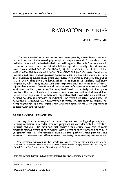 (PDF) Radiation Injuries