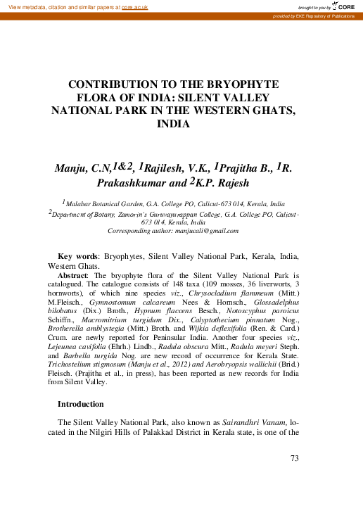 (PDF) Contribution to the bryophyte flora of India
