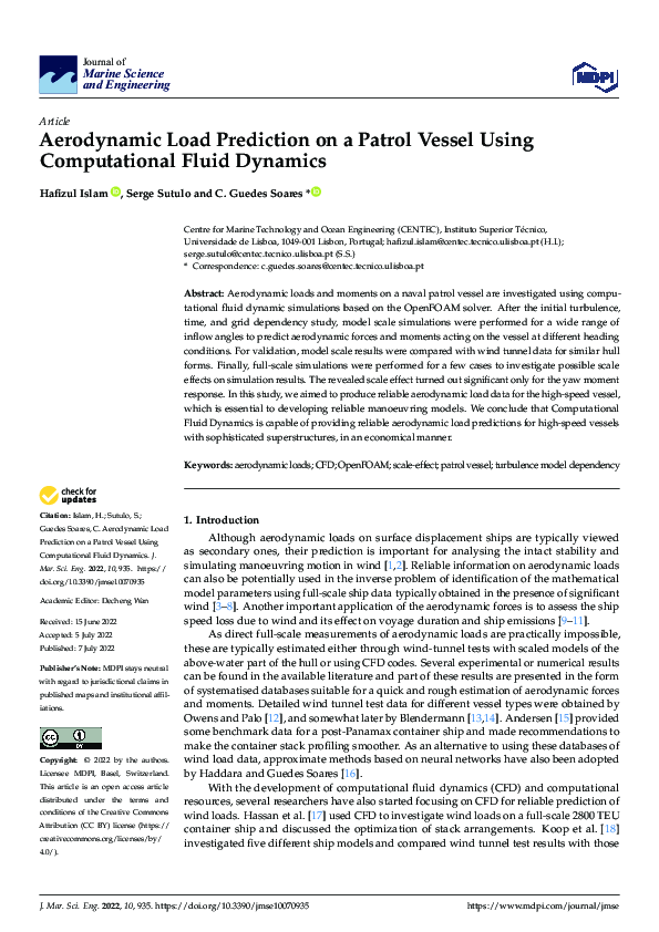Pdf Aerodynamic Load Prediction On A Patrol Vessel Using Computational Fluid Dynamics
