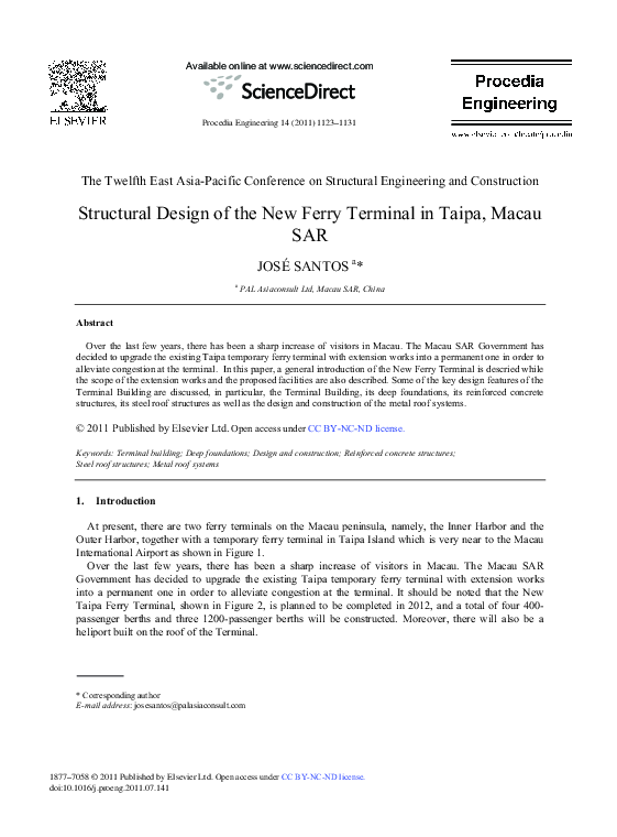 (PDF) Structural Design of the New Ferry Terminal in Taipa, Macau SAR