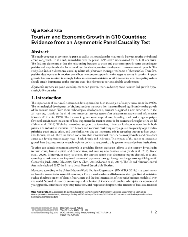 (PDF) Tourism and Economic Growth in G10 Countries