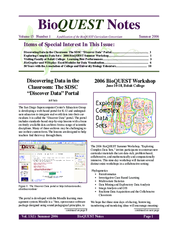 (PDF) Classroom: The SDSC “Discover Data ” Portal