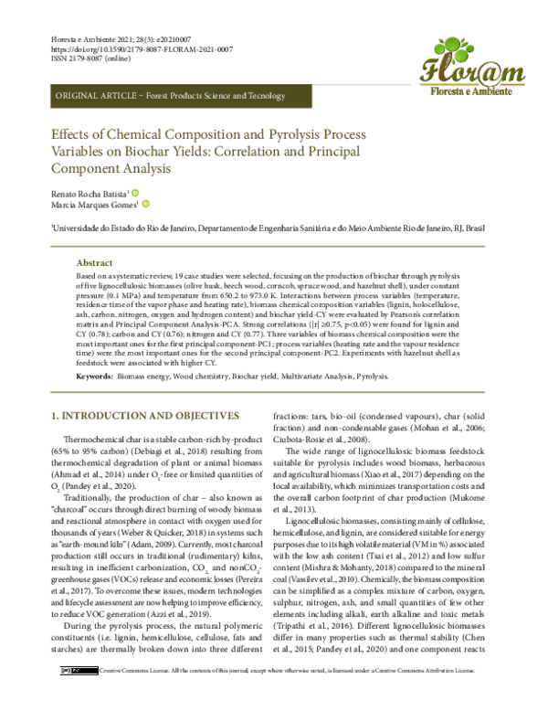 (PDF) Effects of Chemical Composition and Pyrolysis Process Variables on Biochar Yields ...