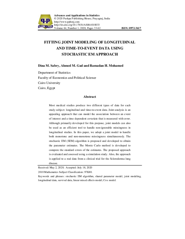 Pdf Fitting Joint Modeling Of Longitudinal And Time To Event Data Using Stochastic Em Approach