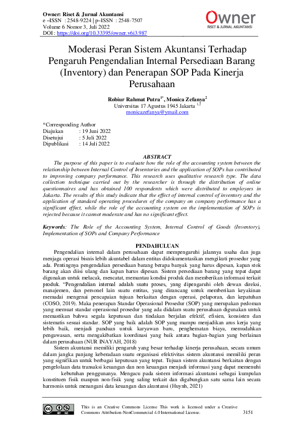 (PDF) Moderasi peran sistem akuntansi terhadap pengaruh pengendalian internal persediaan barang ...