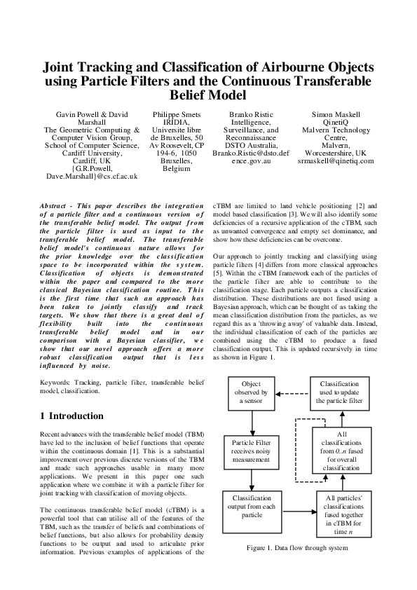 (PDF) Joint Tracking and Classification of Airbourne Objects using Particle Filters and the ...