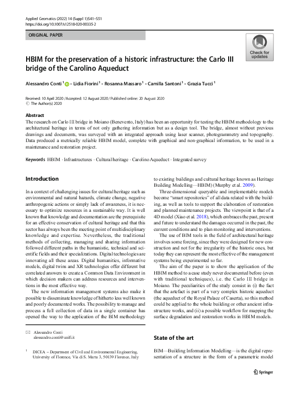 (PDF) HBIM for the preservation of a historic infrastructure: the Carlo ...