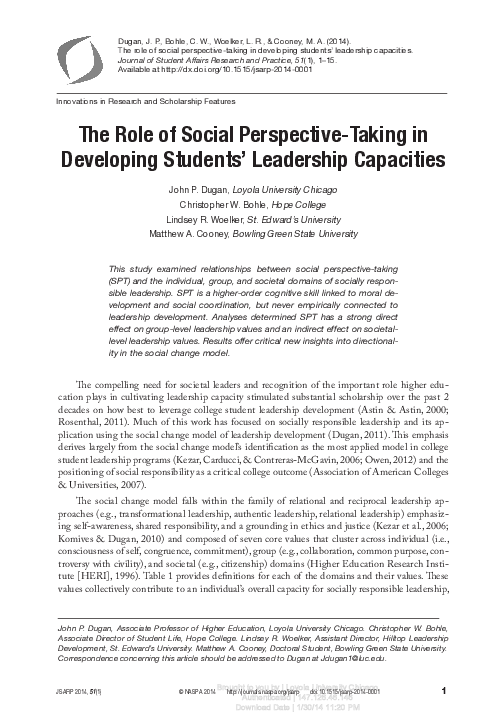 (PDF) The Role of Social Perspective-Taking in Developing Students ...