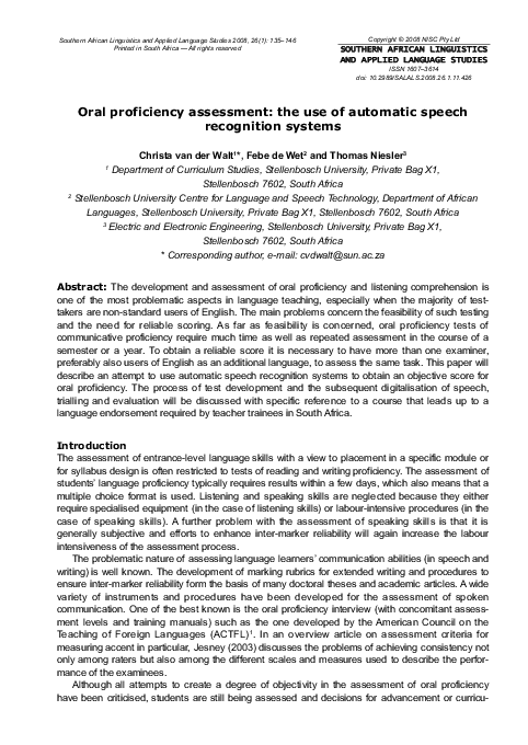 (PDF) Oral proficiency assessment: the use of automatic speech ...