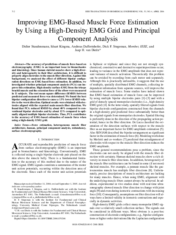(PDF) Improving EMG-Based Muscle Force Estimation by Using a High ...
