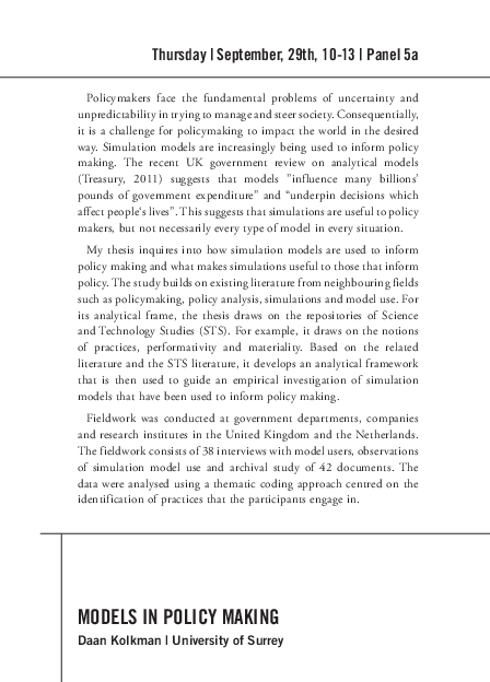 (PDF) Models in policy making