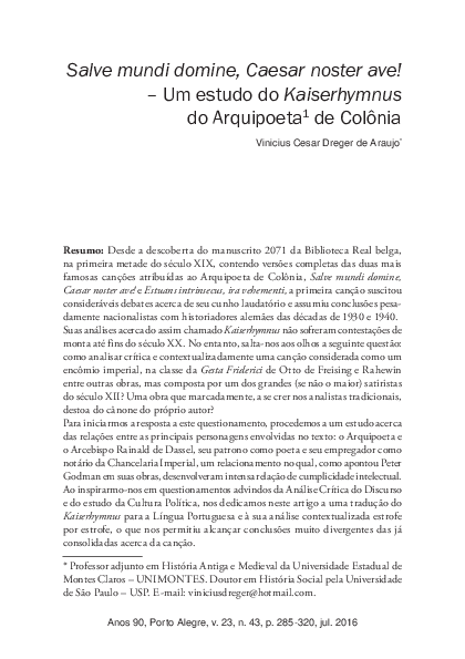 (PDF) Salve mundi domine, Caesar noster ave! – Um estudo do ...